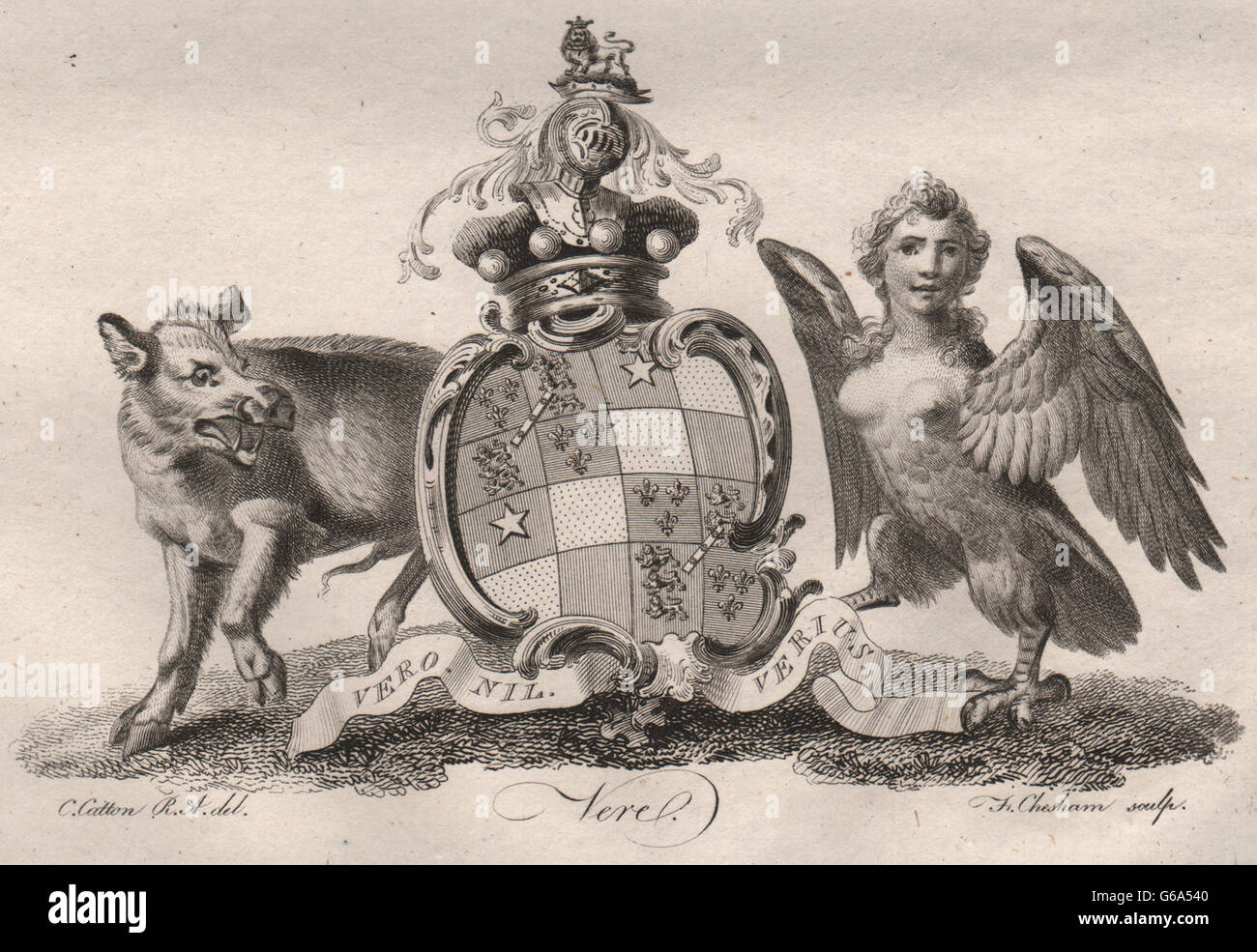 VEREL: Coat of Arms. Heraldry, antique print 1790 Stock Photo - Alamy