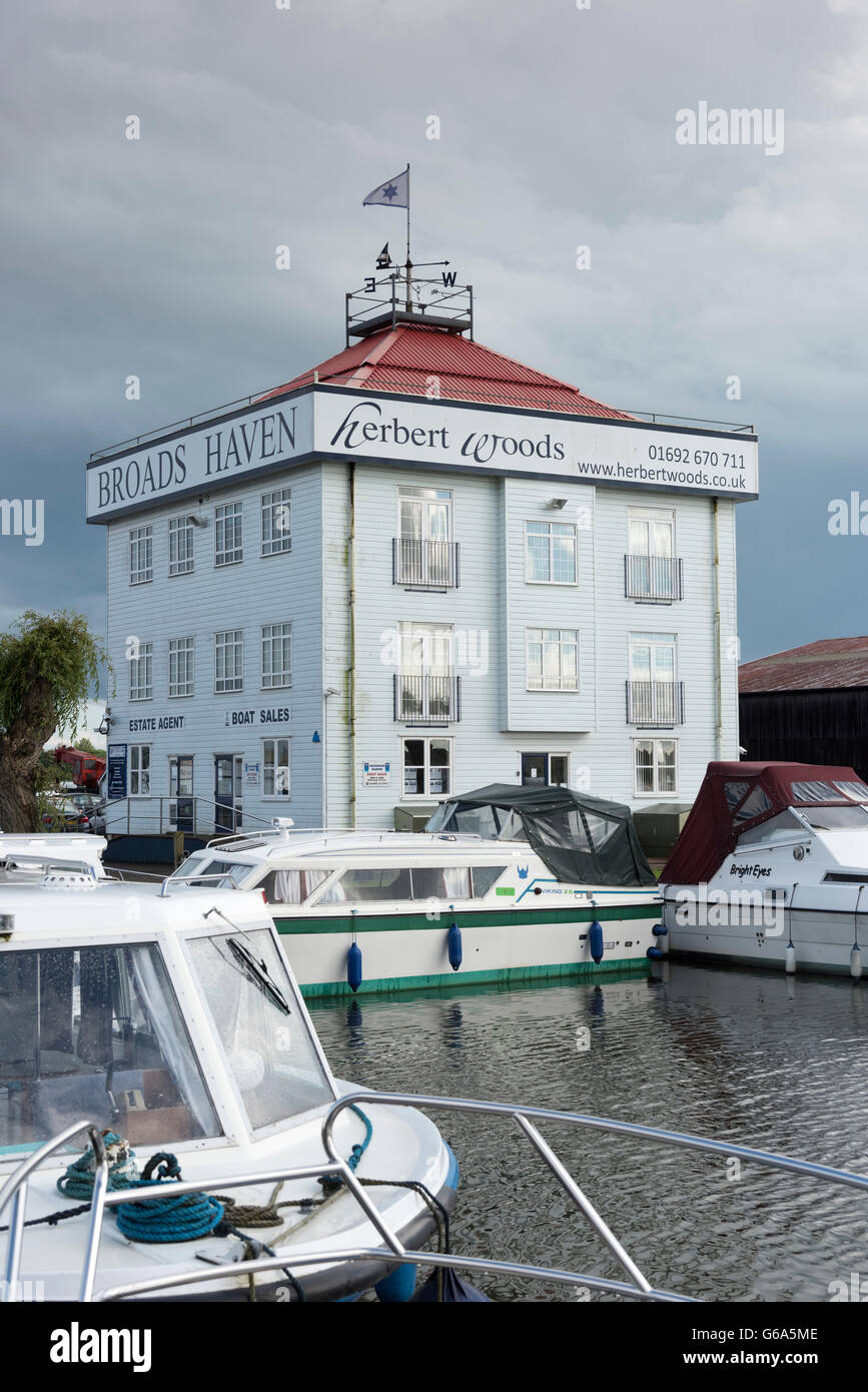 A building and offices at the Broads Haven boatyard and marina for ...