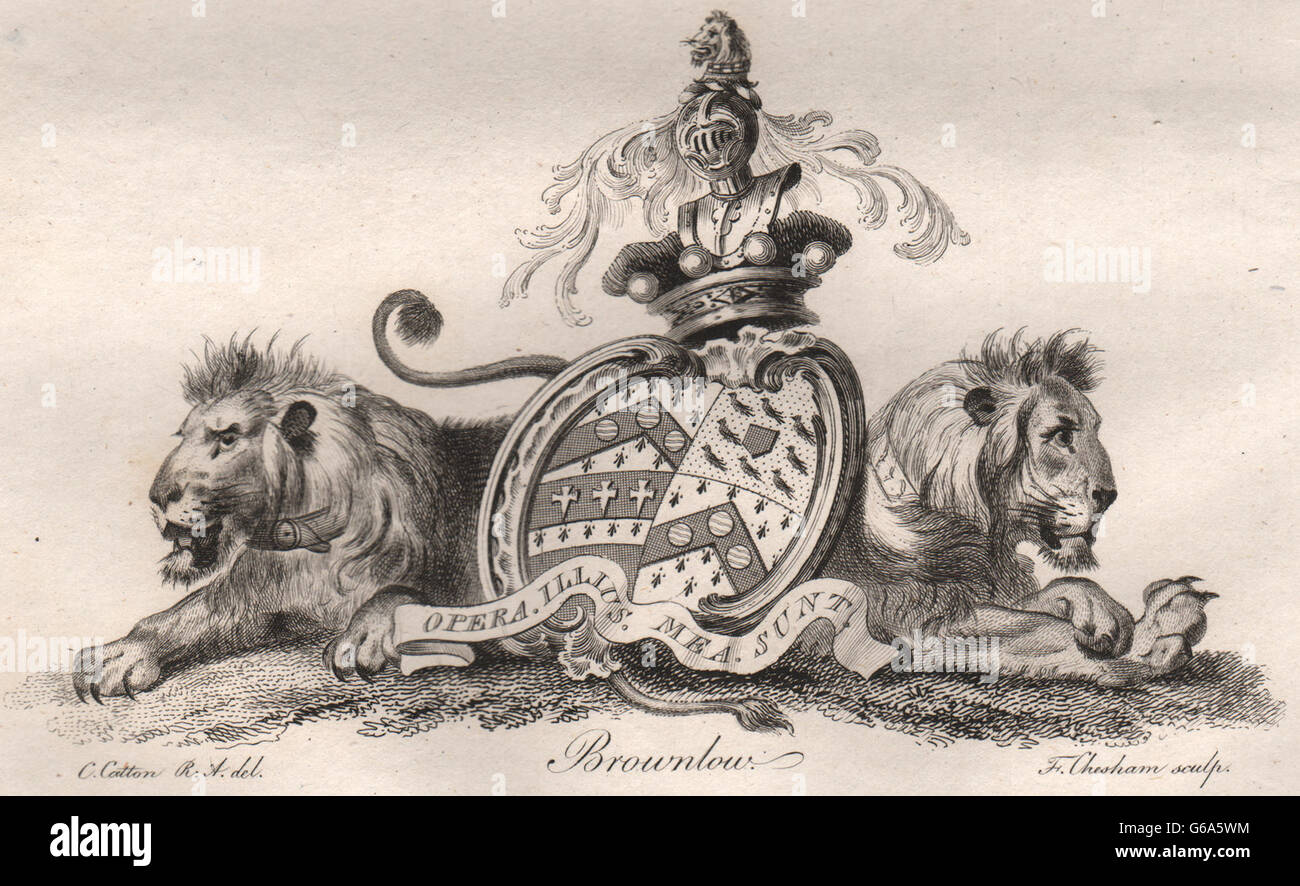 BROWNLOW: Coat of Arms. Heraldry, antique print 1790 Stock Photo - Alamy