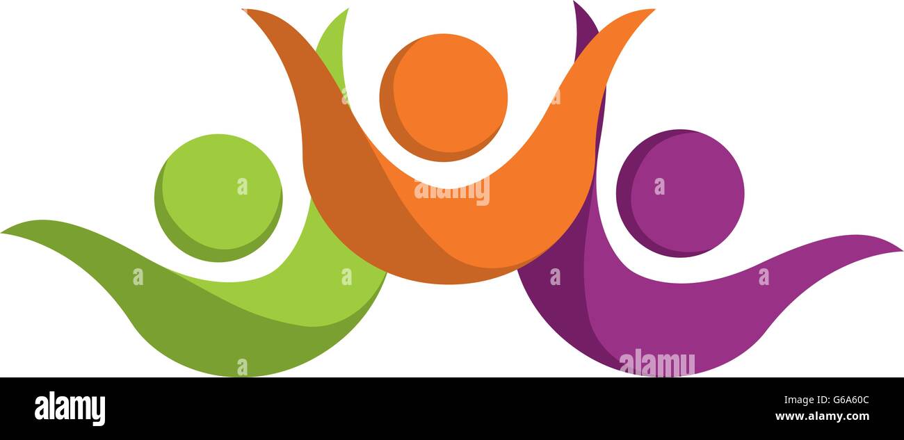 Abstract Pictogram icon. teamwork concept. multicolored vector Stock ...