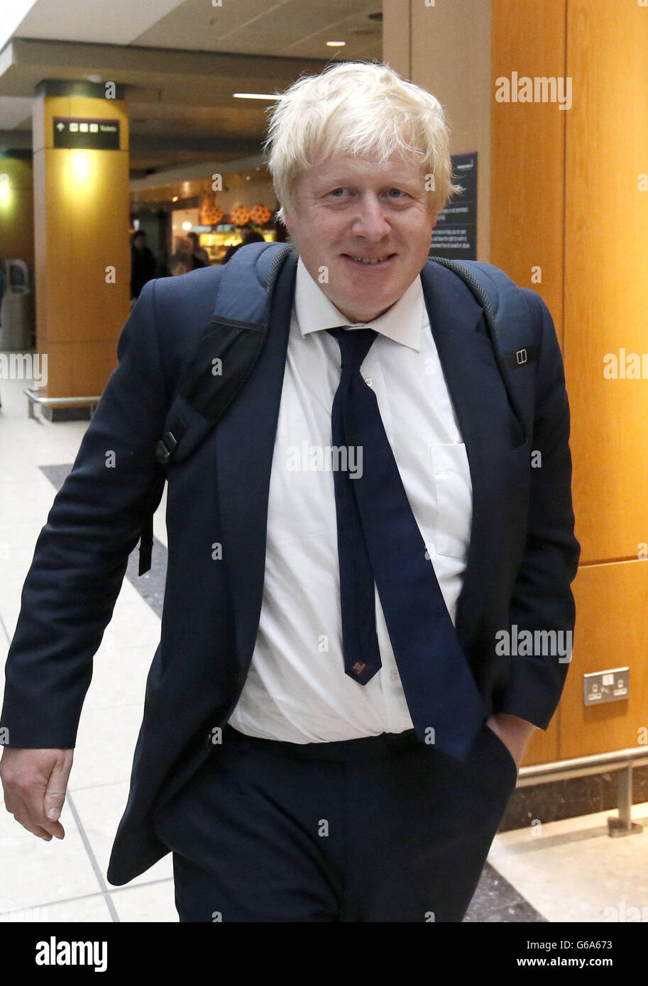 Boris Johnson arrives at Edinburgh Airport after attending his daughter ...