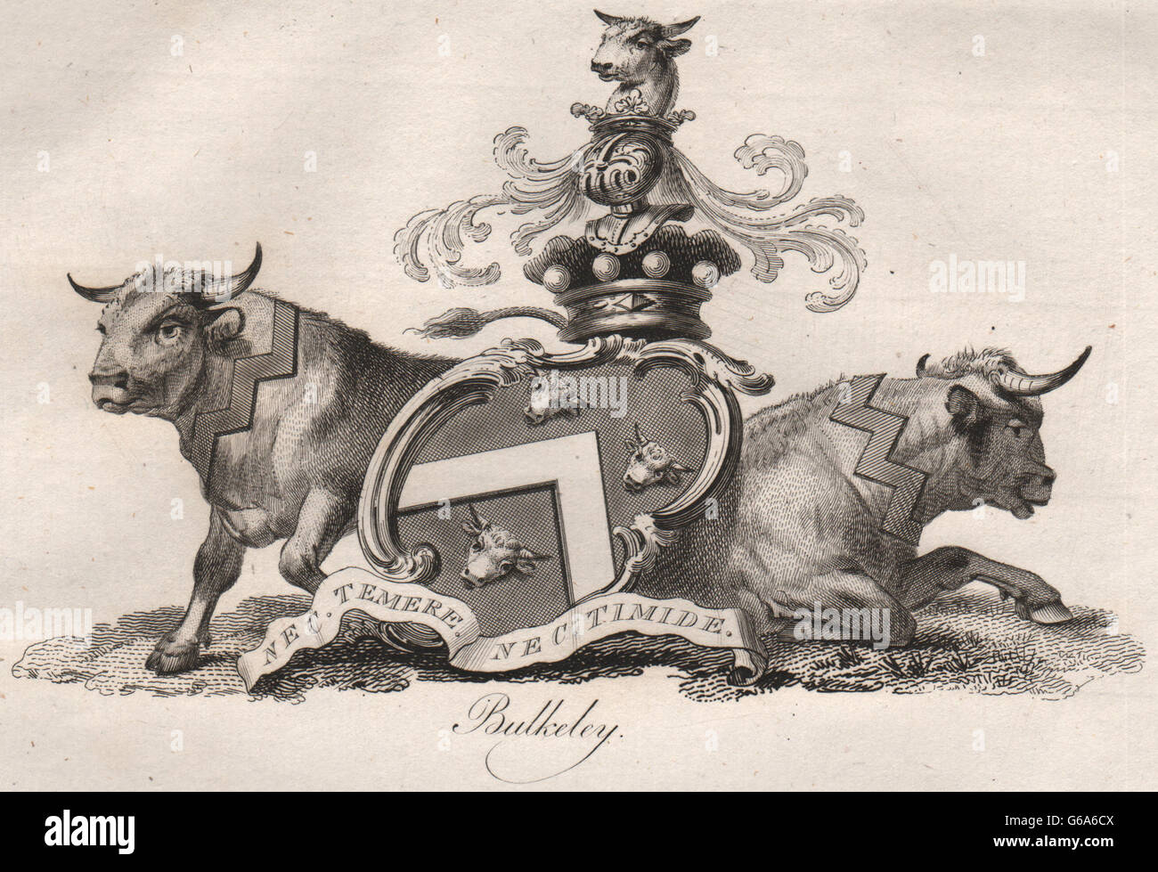 BULKELEY: Coat of Arms. Heraldry, antique print 1790 Stock Photo - Alamy