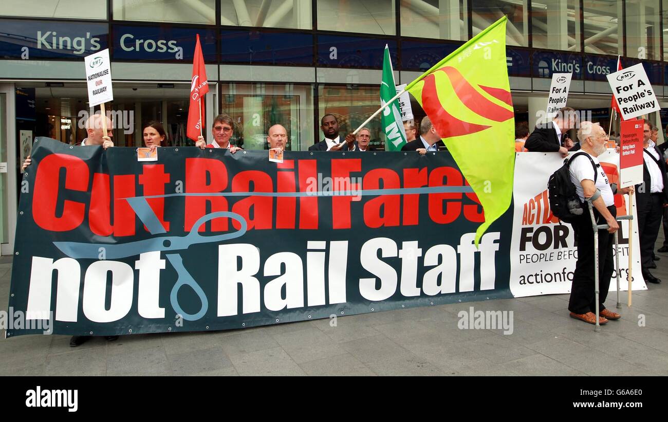 Train fares protest. The Action for Rail campaign group protest over ...