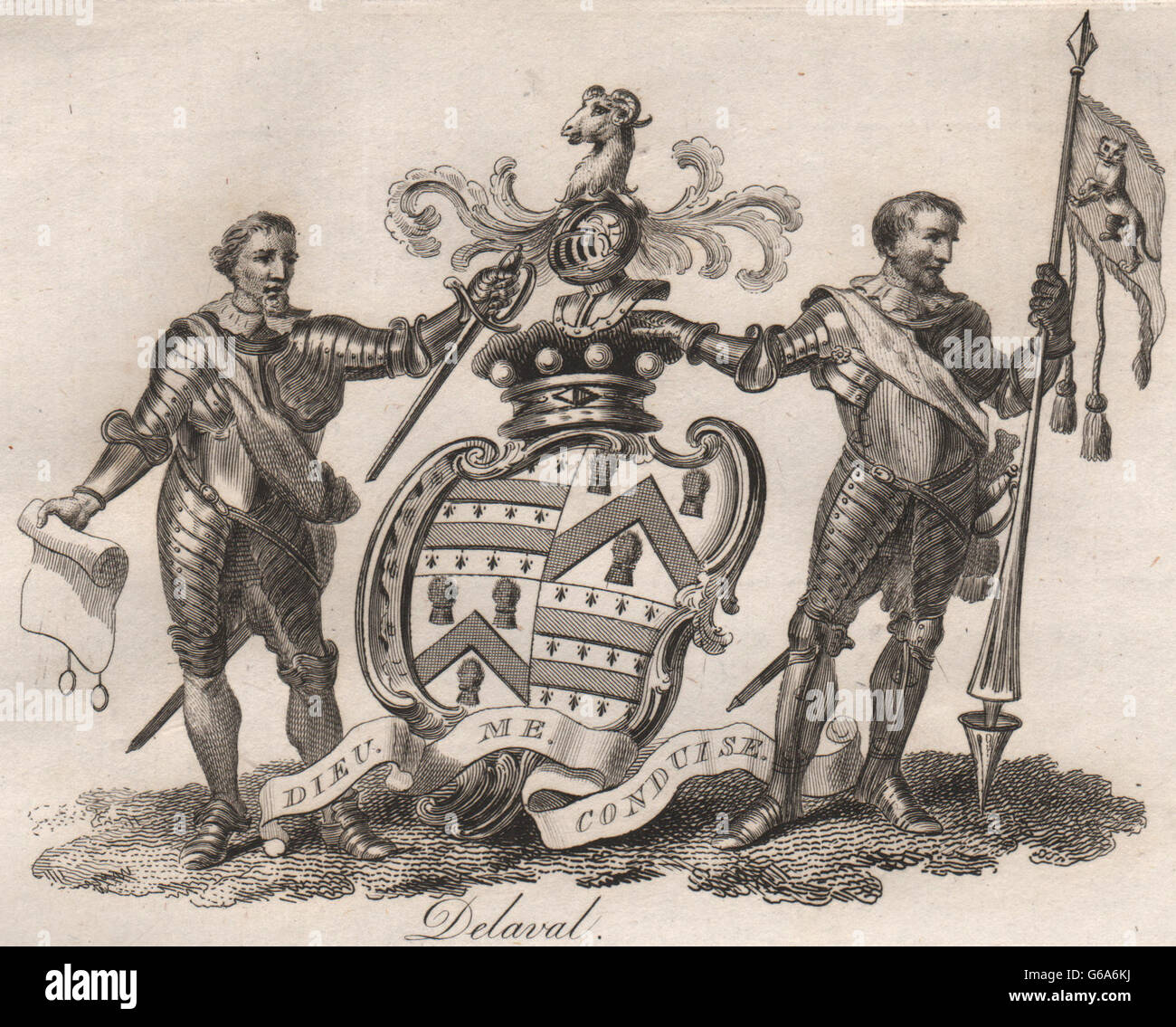DELAVAL: Coat of Arms. Heraldry, antique print 1790 Stock Photo - Alamy