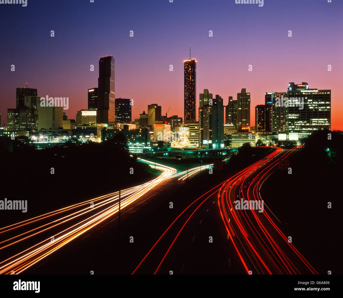 1980s ATLANTA CENTER CITY SKYLINE AT NIGHT ATLANTA GEORGIA USA Stock ...