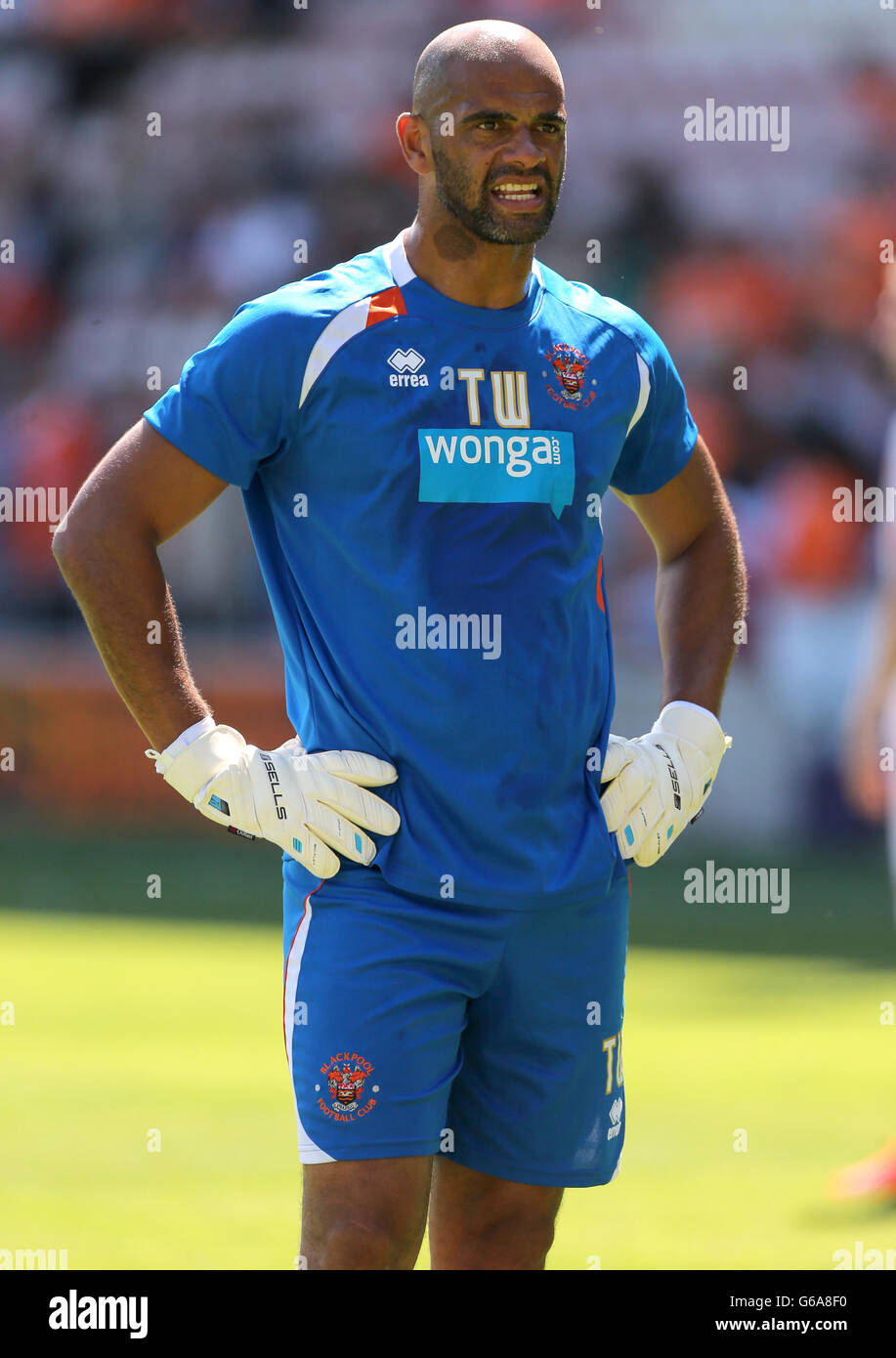 Blackpool's goalkeeper coach Tony Warner before game against Newcastle ...
