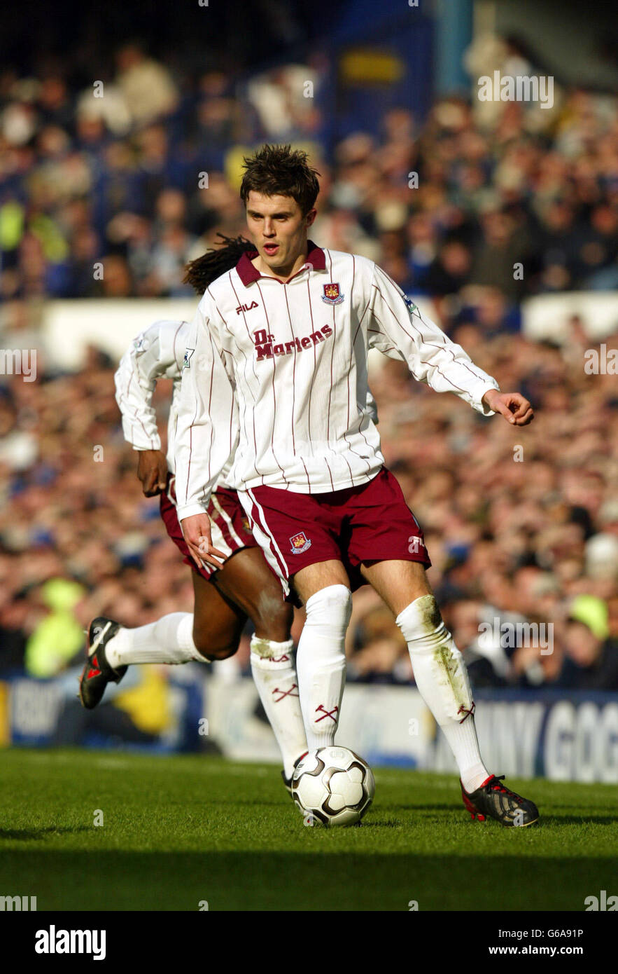 Michael Carrick in action for West Ham against Everton during the ...
