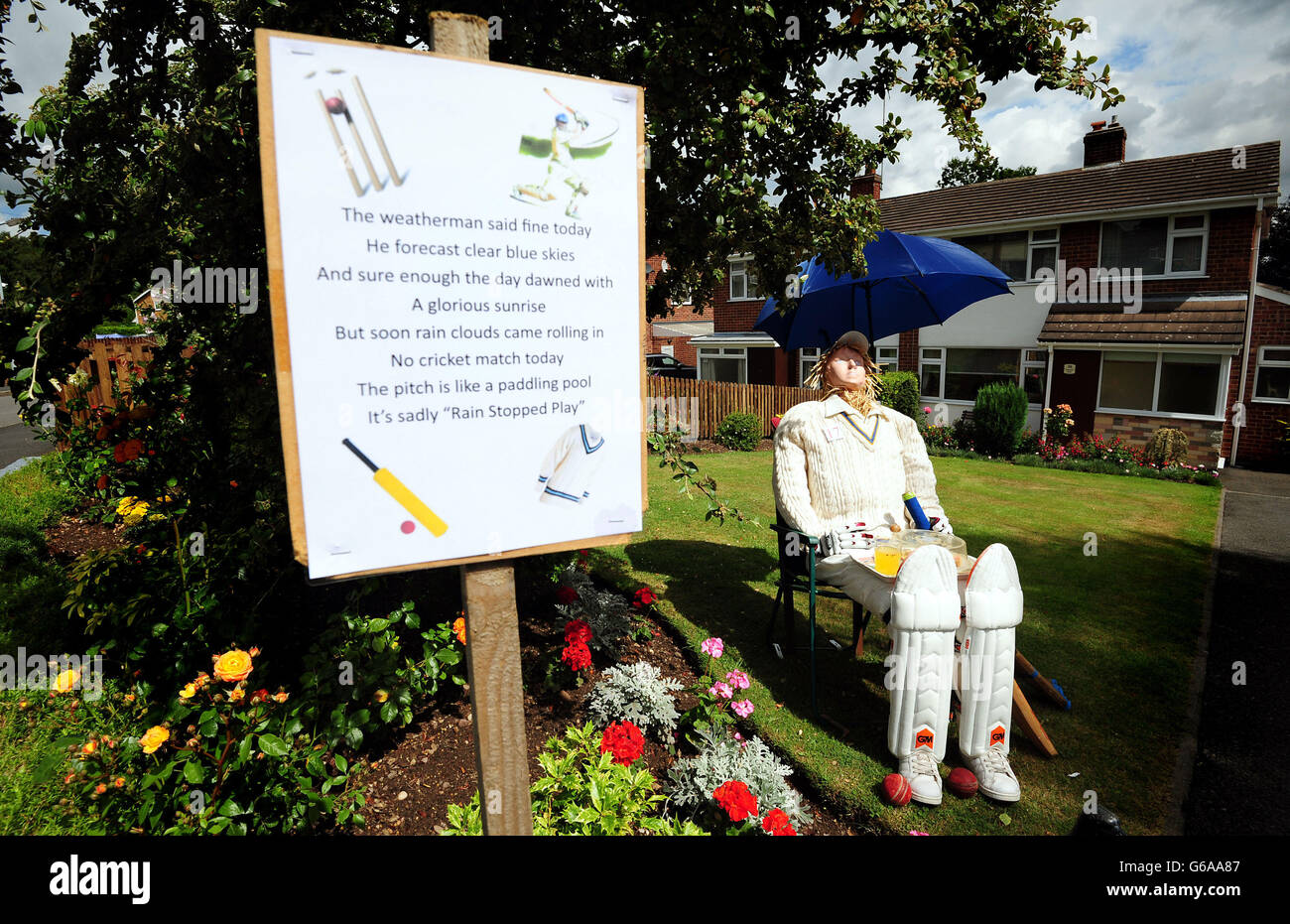 Rain Stopped Play, one of many scarecrows on display outside homes ...