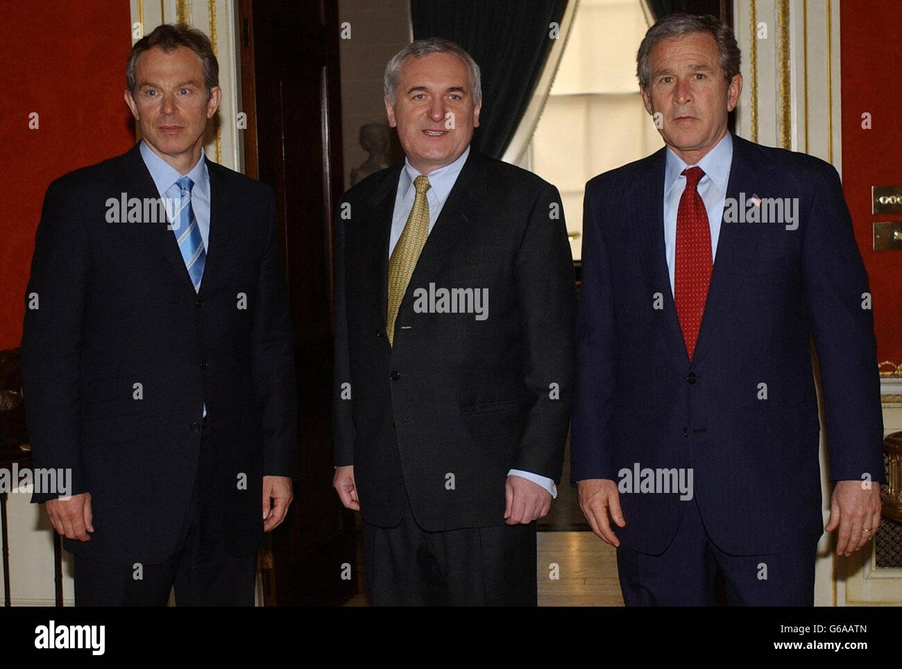 US President George Bush (right) and Prime Minister Tony Blair, meet ...