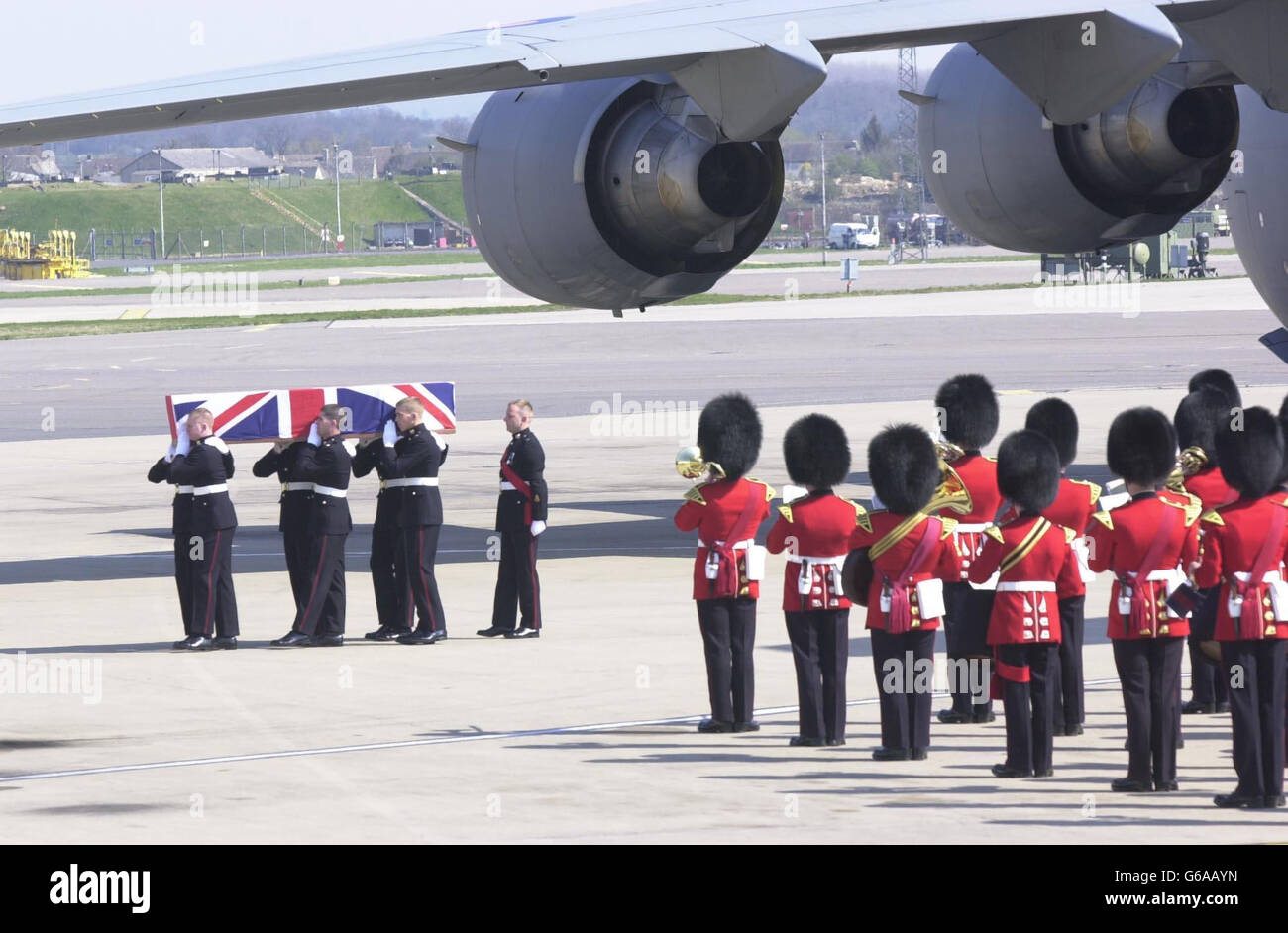 The coffin of Marine Christopher Maddison, Royal Marines, who was ...