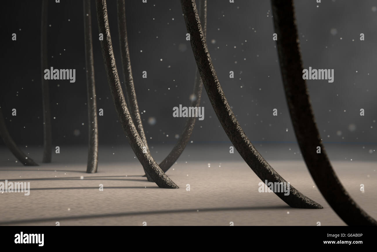 A 3D render of a microscopic closeup view of strands of textured hair ...