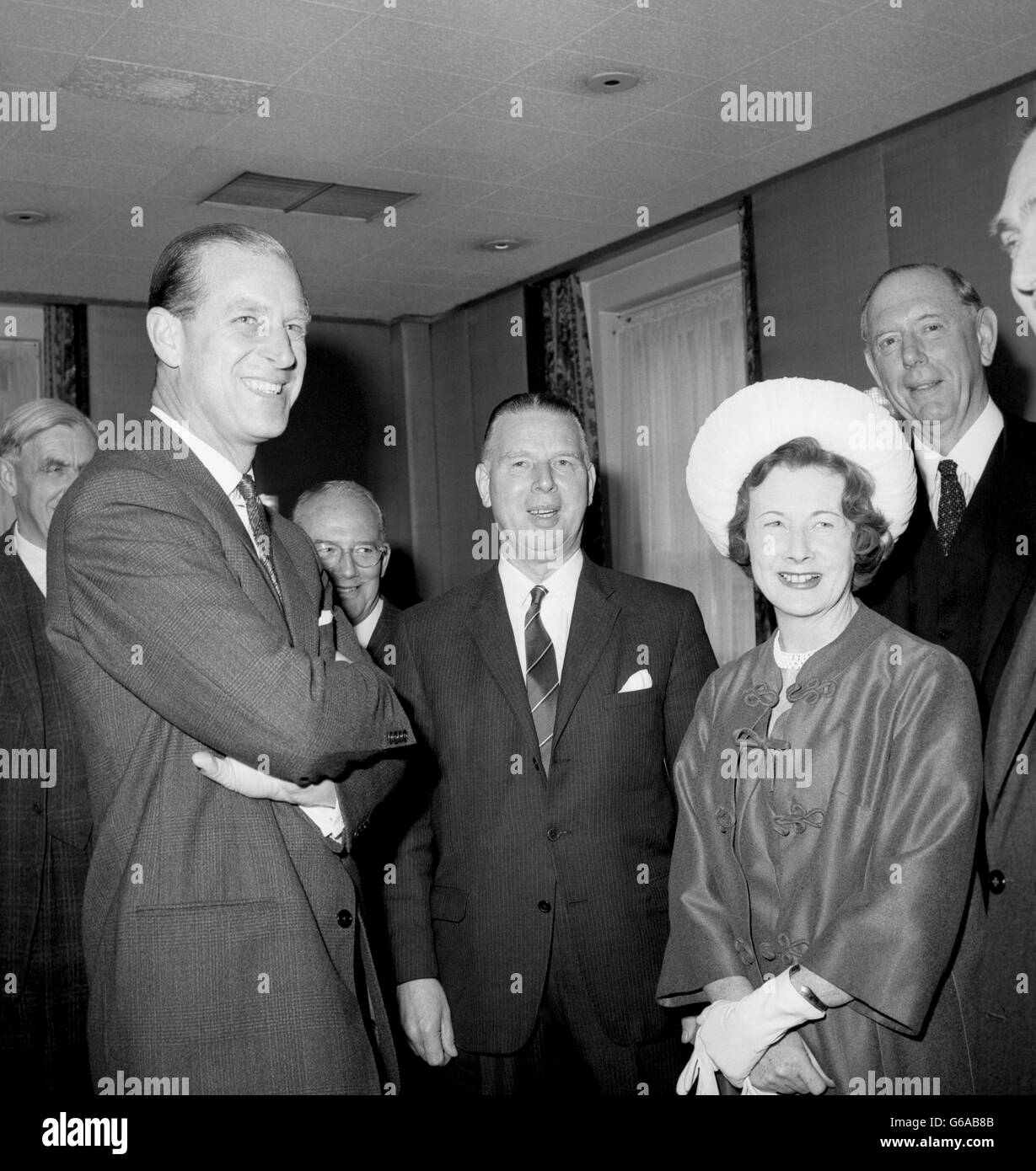 Prince Philip. The Duke of Edinburgh, shares a joke with Mrs. Barbara ...