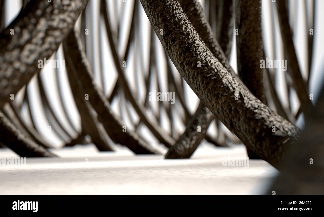 A 3D render of a microscopic closeup view of strands of textured hair ...