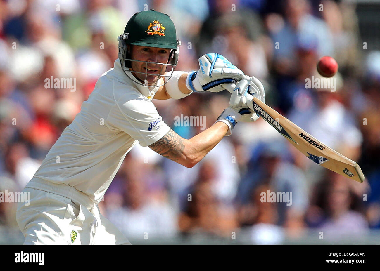 Australia captain Michael Clarke during his innings of 187 on day two ...