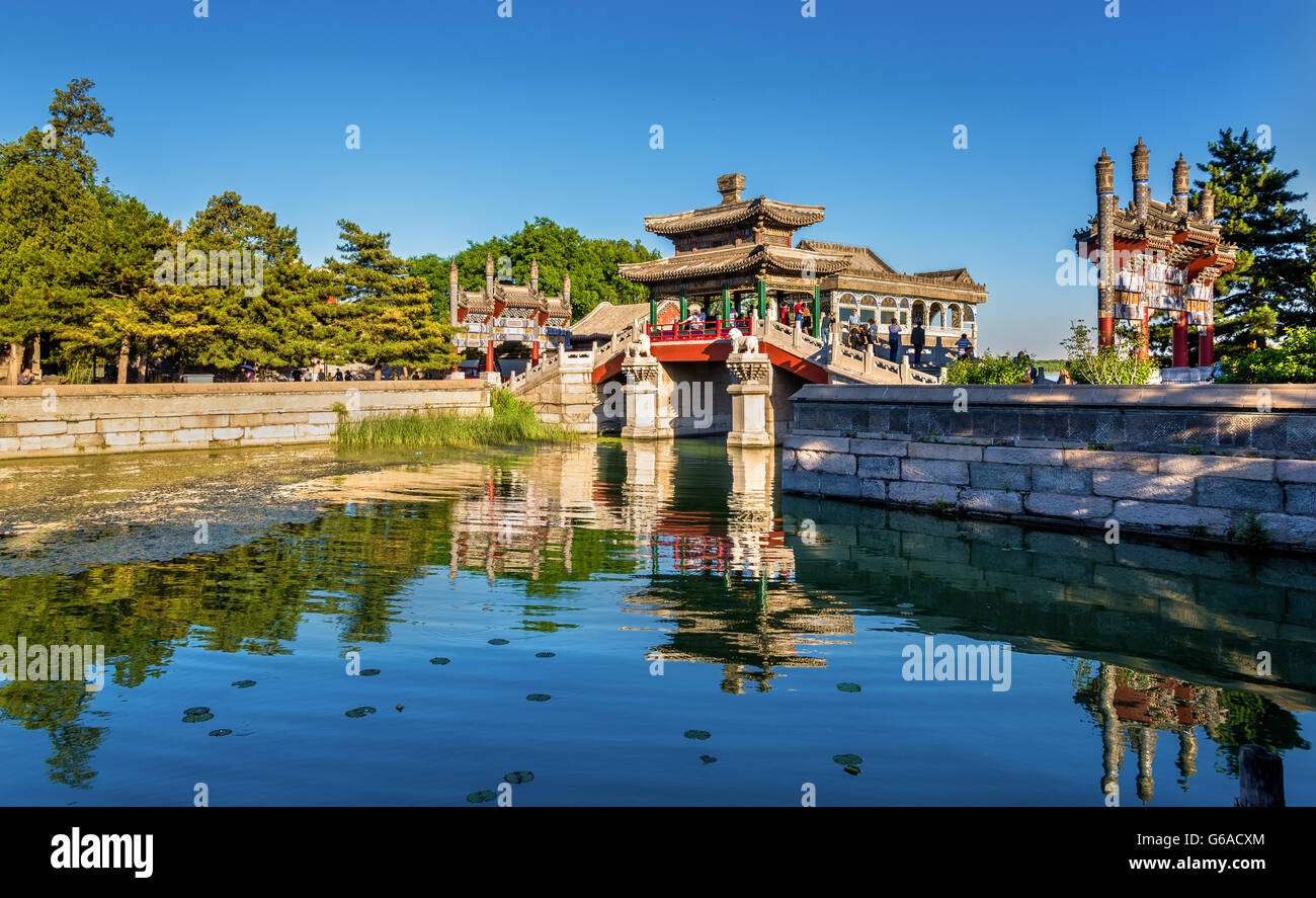 Traditional chinese bridge at the Summer Palace in Beijing Stock Photo ...