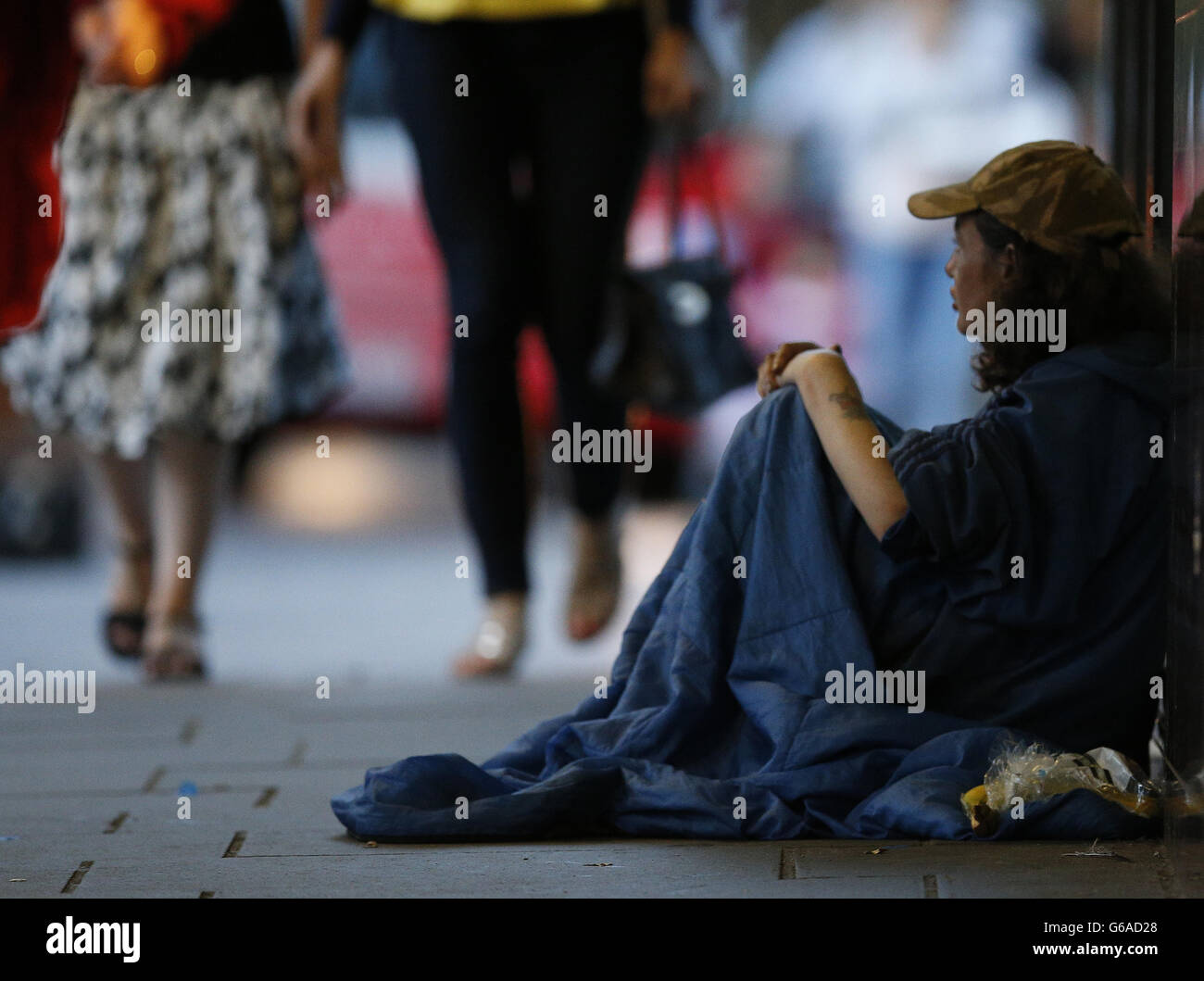 Homeless people near Westminster Cathedral, Victoria, London Stock ...