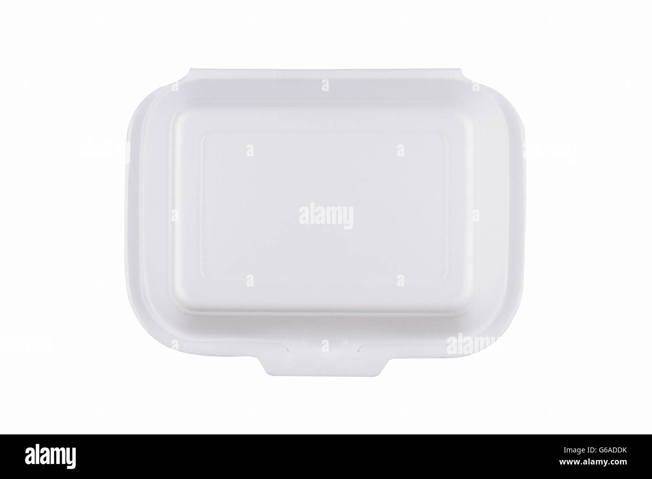 horizontal top view of a closed white meal foam tray pack isolated ...