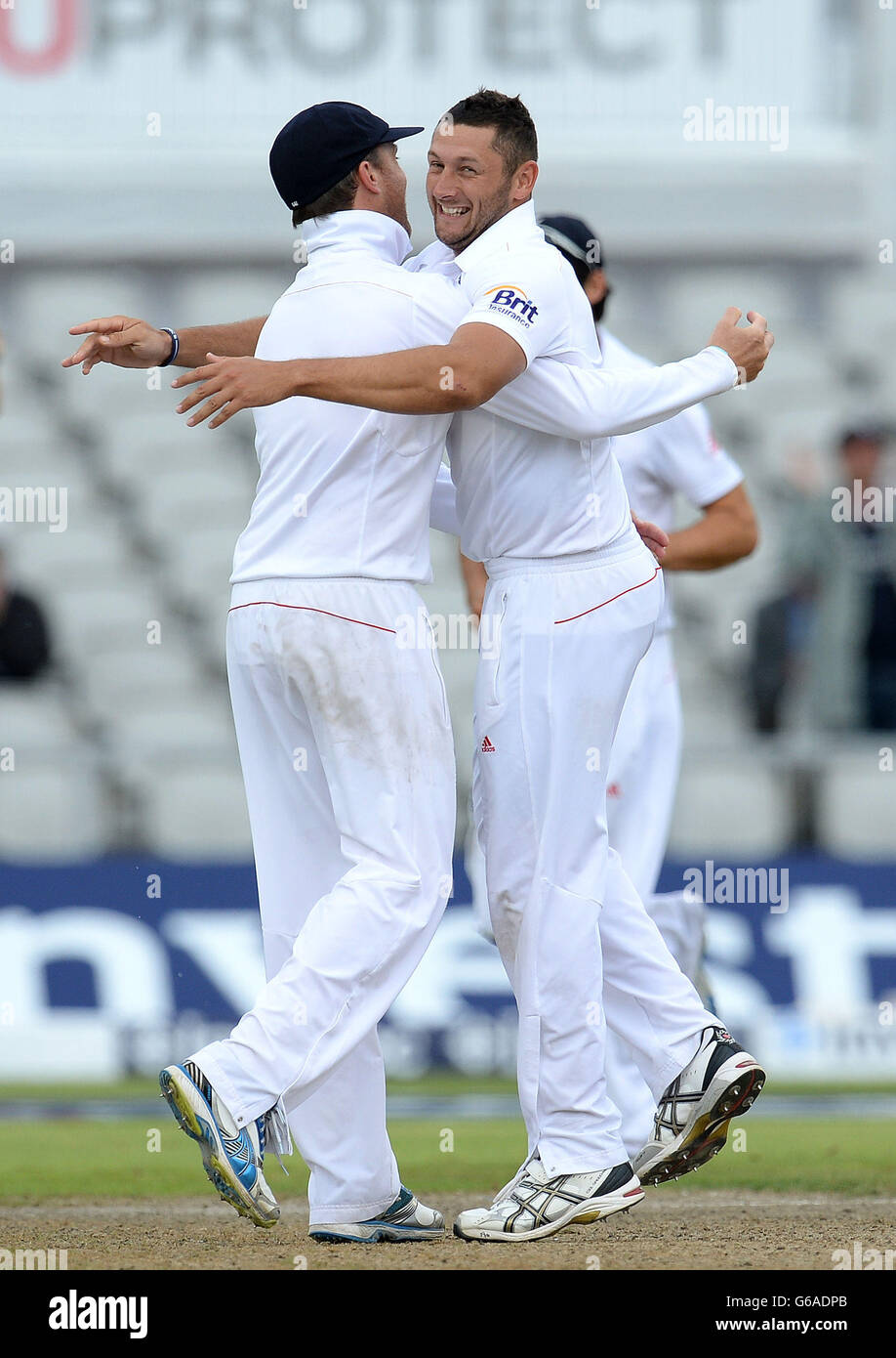 England's Tim Bresnan celebrates taking the wicket of Australia's David ...