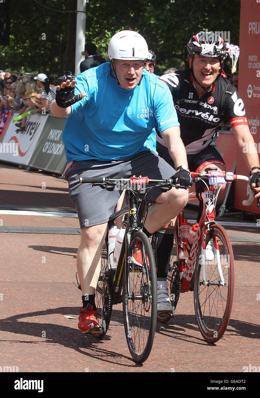 London Mayor Boris Johnson completes the Surrey 100 mile bike ride ... London Mayor Boris Johnson completes the Surrey 100 mile bike ride ...