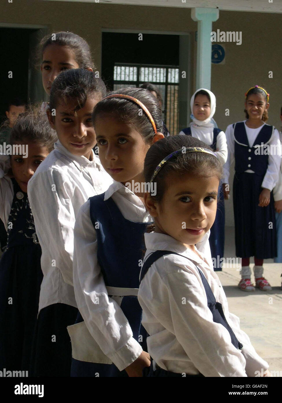 Pupils at a village primary school near Basra, who are believed to be ...