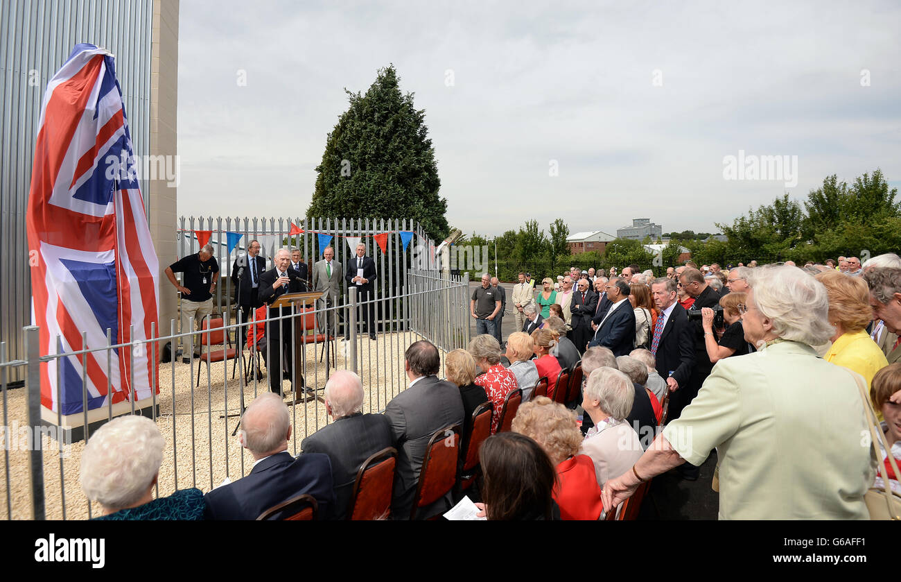 Wartime test-pilot Captain Eric "Winkle" Brown (right) releases the ...