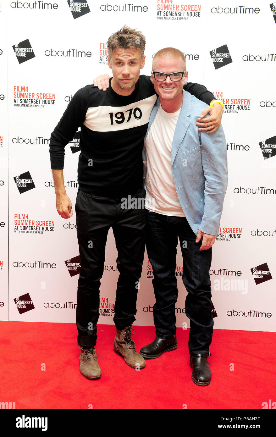 Richard Bacon and Heston Blumenthal arriving at the premiere of 'About ...