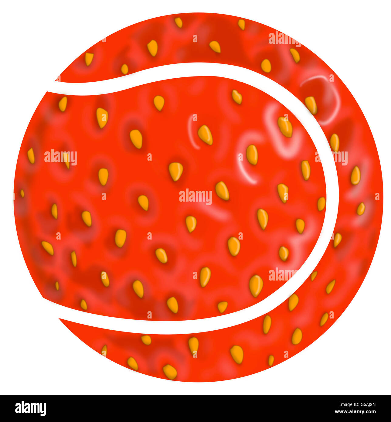 an illustration of a tennis ball shape with a strawberry pattern making ...