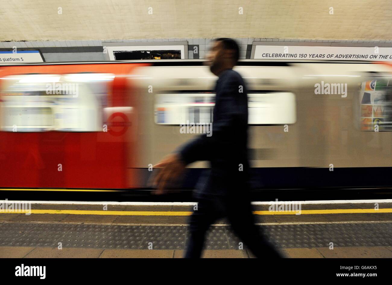 A Victoria Line underground train at Highbury & Islington Station in ...