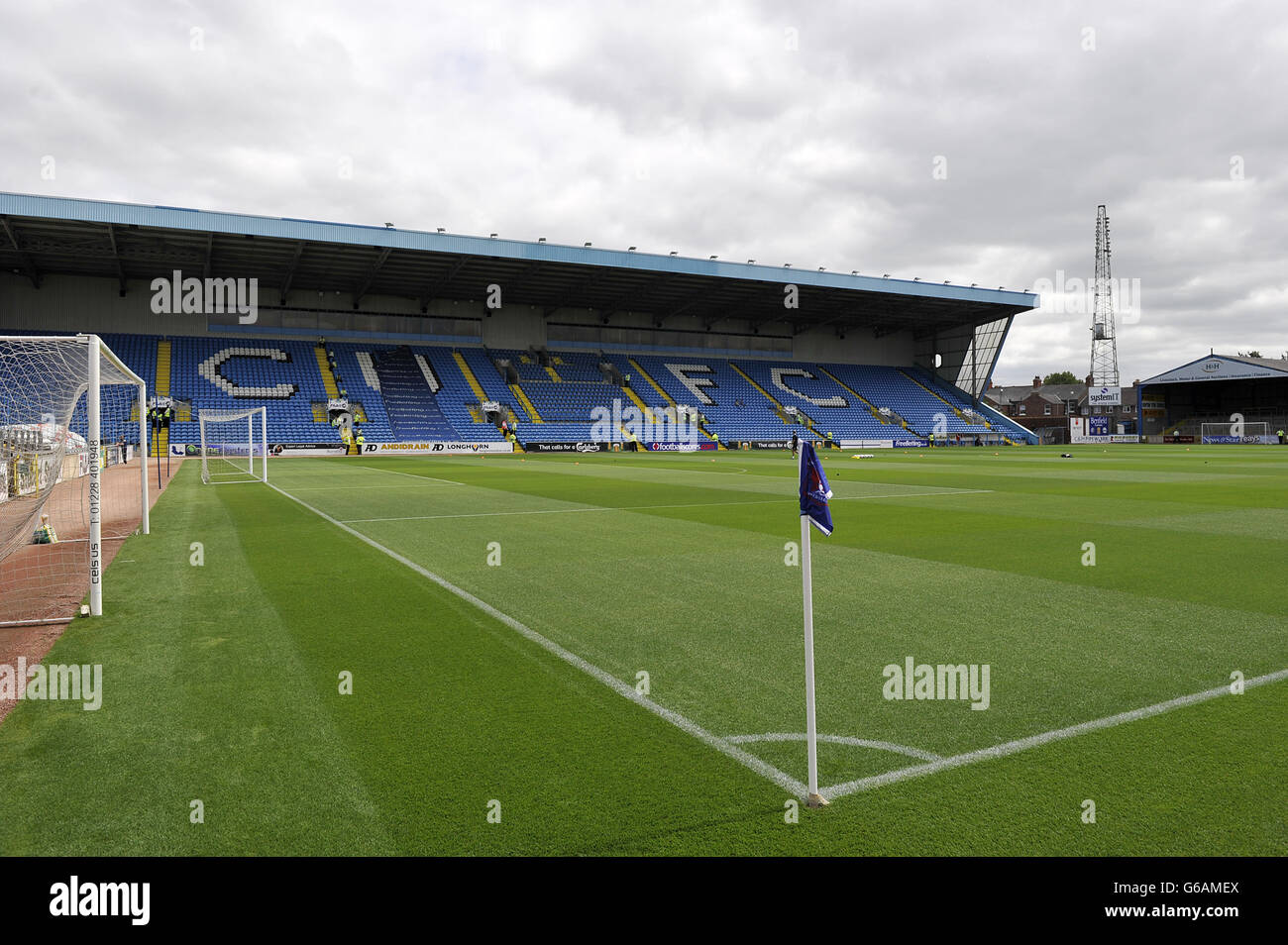 A general view of brunton park stadium hi-res stock photography and ...