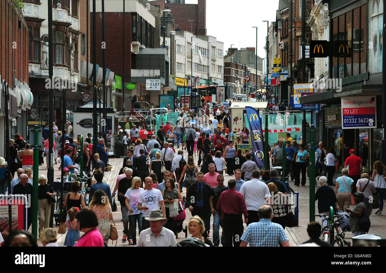 General view of St Peter's Street in Derby City centre Stock Photo - Alamy