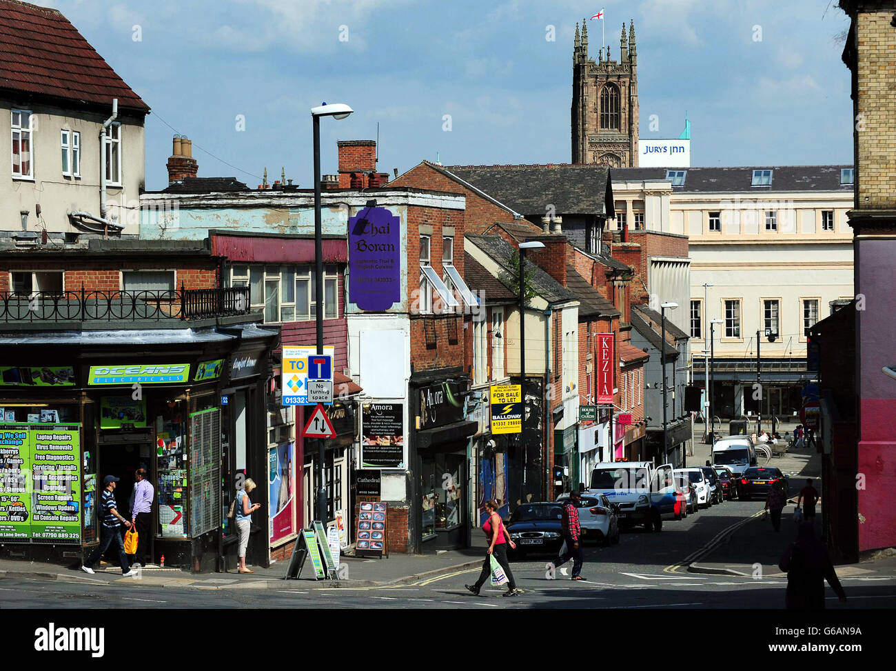 General view of Derby City centre Stock Photo - Alamy