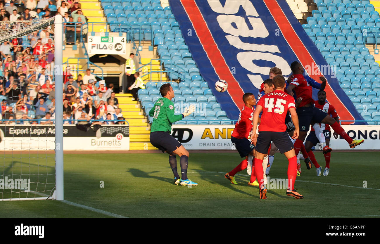 Carlise United's David Amoo scoring the opening goal during the Capital ...