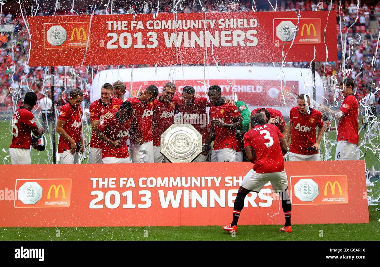 Manchester united celebrate winning the community shield hi-res stock ...