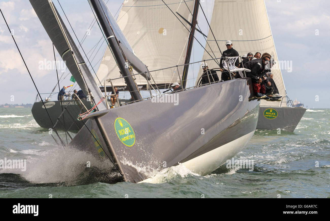 Twice winner of the race, Ran, heads down the Solent during the 45th ...