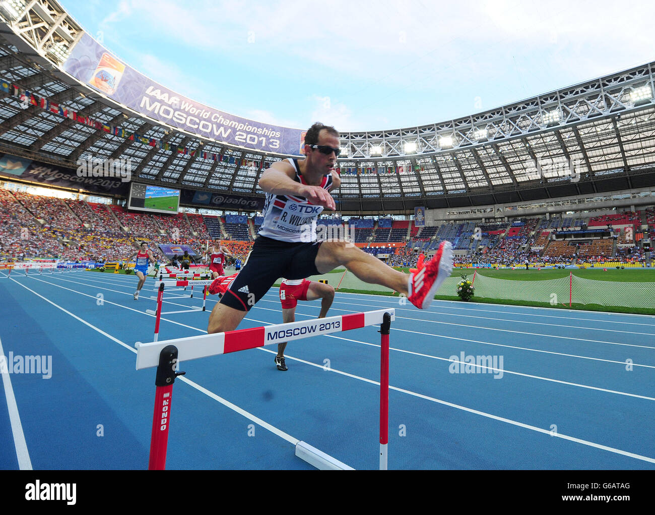 Great Britain's Rhys Williams in action during the Men's 400m Hurdles ...