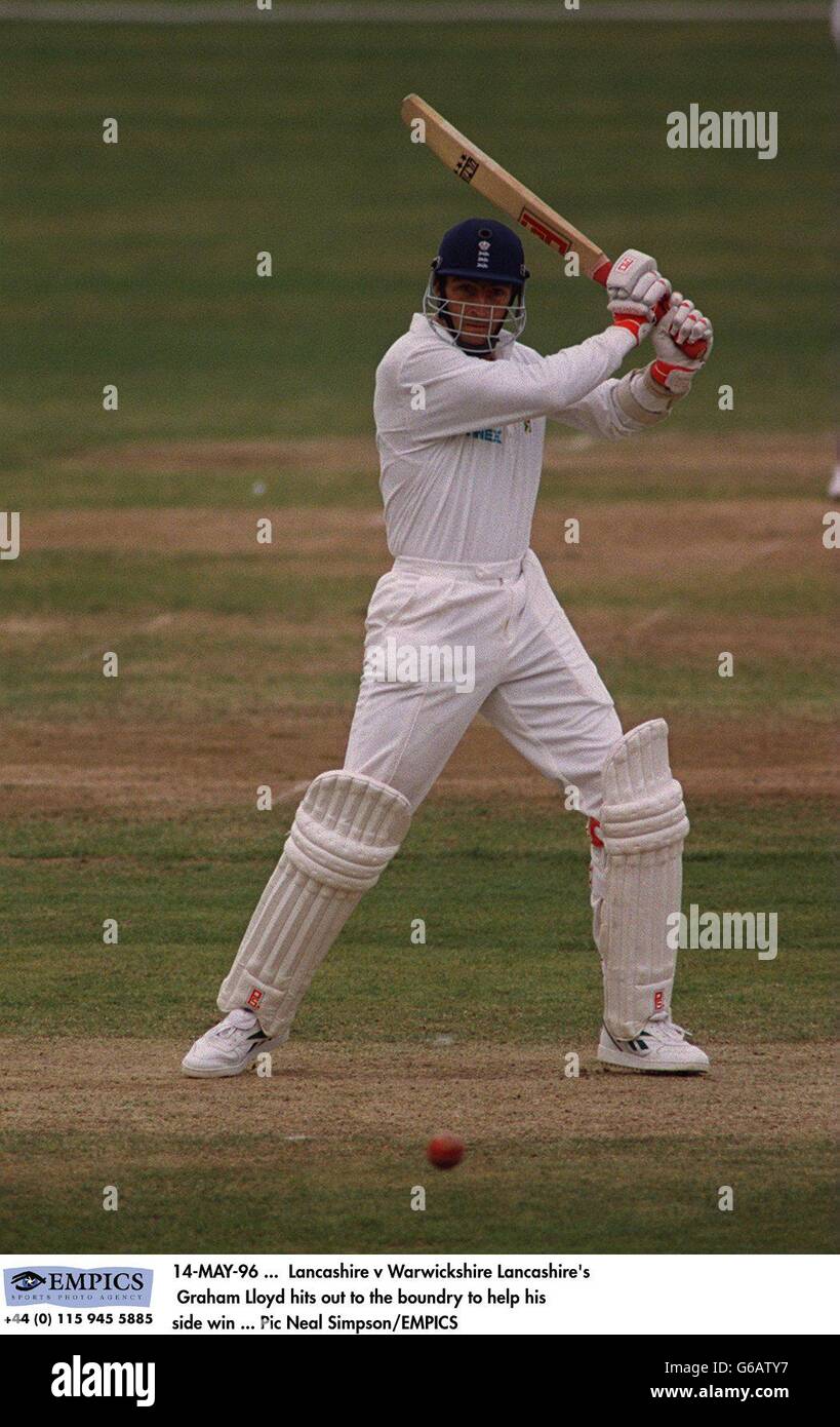 Cricket ... Lancashire v Warwickshire. Lancashire's Graham Lloyd hits ...