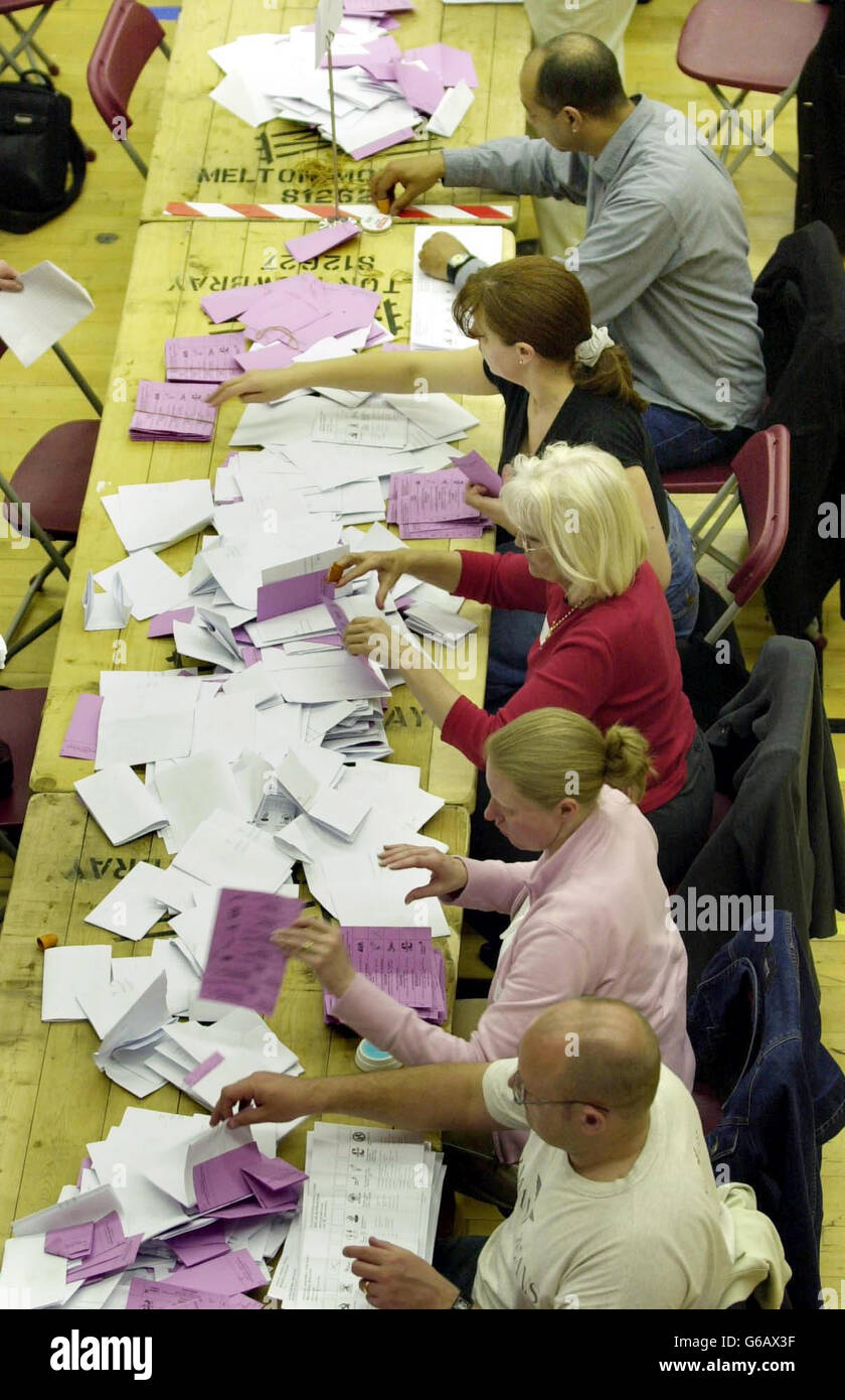 Counting of votes for the Cardiff West Constituency in the Wales ...