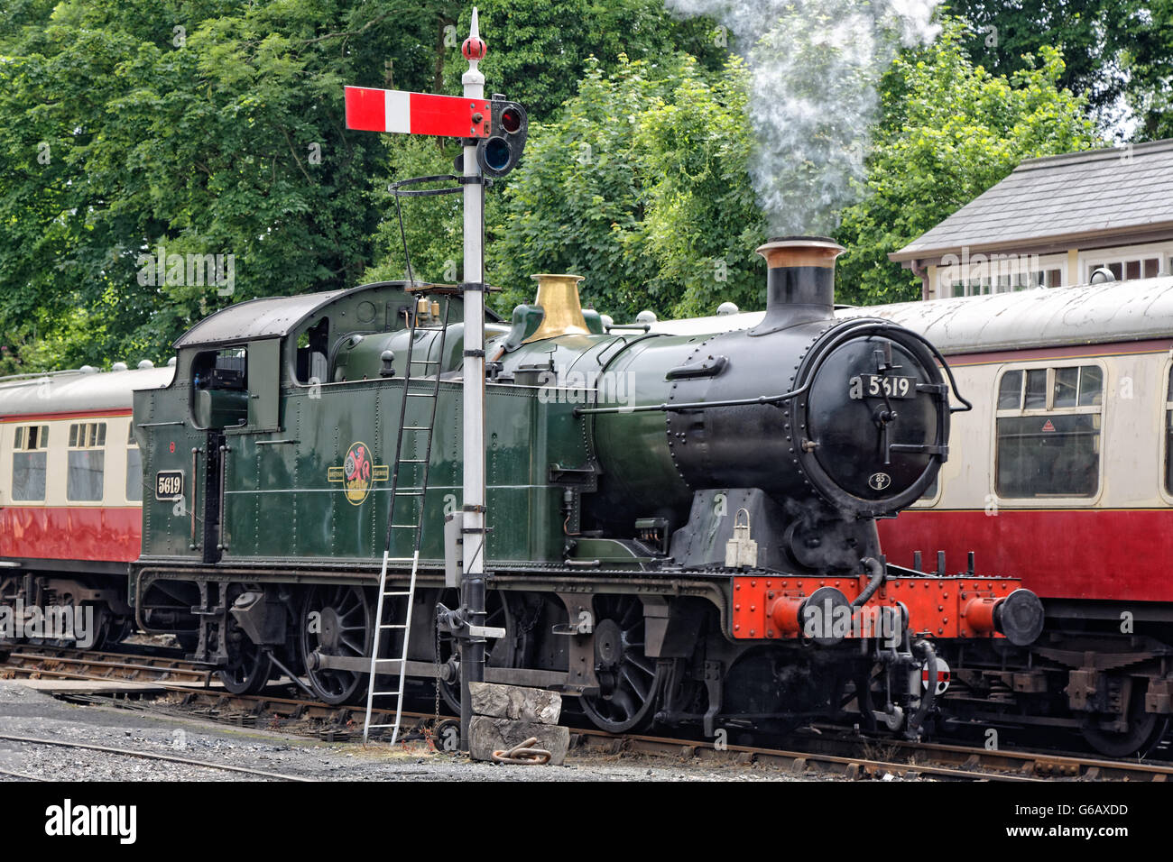 British Steam Locomotive 5619 0-6-2T at Bodmin and Wenford Railway ...