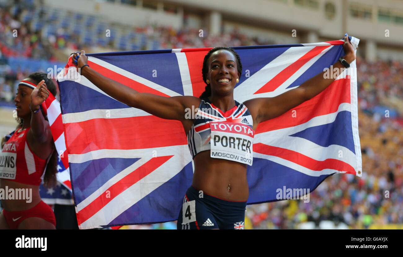 Great Britain's Tiffany Porter celebrates her bronze medal in the Women ...