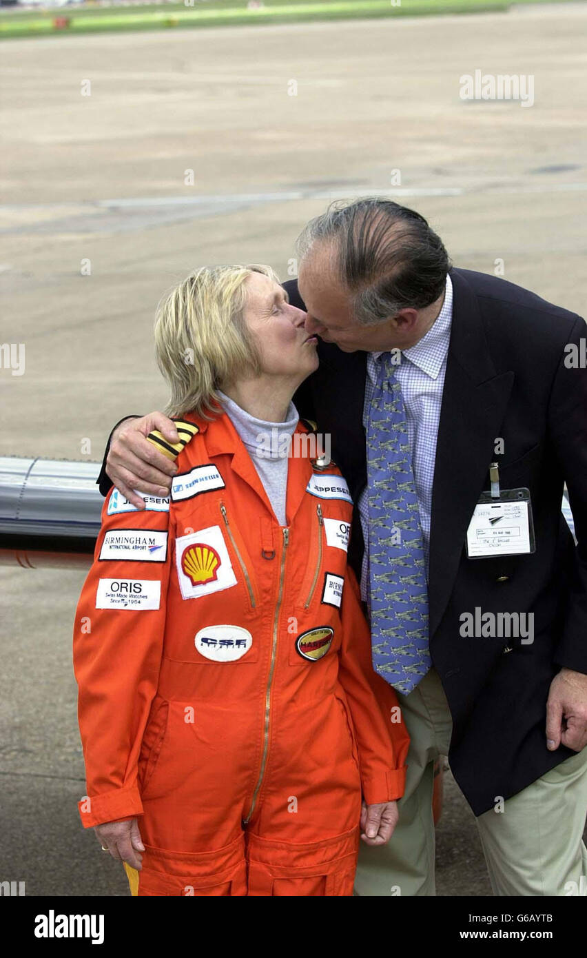 Polly Vacher with husband Peter and her Piper Dakota single engined ...