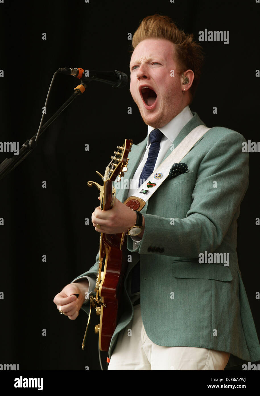 Alex Trimble of Two Door Cinema Club performing on the Virgin Media ...