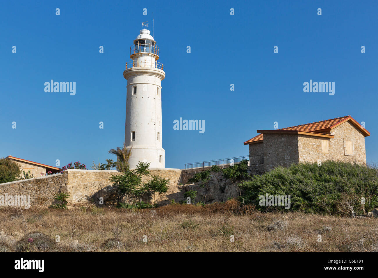 Paphos old mediterranean lighthouse on Cyprus Stock Photo - Alamy