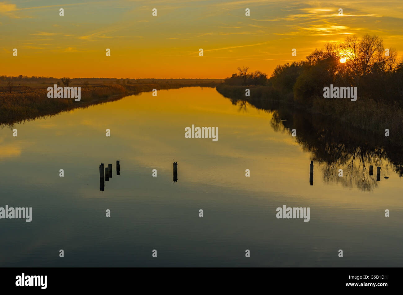 Landscape with sunset over small Ukrainian river Orel Stock Photo - Alamy