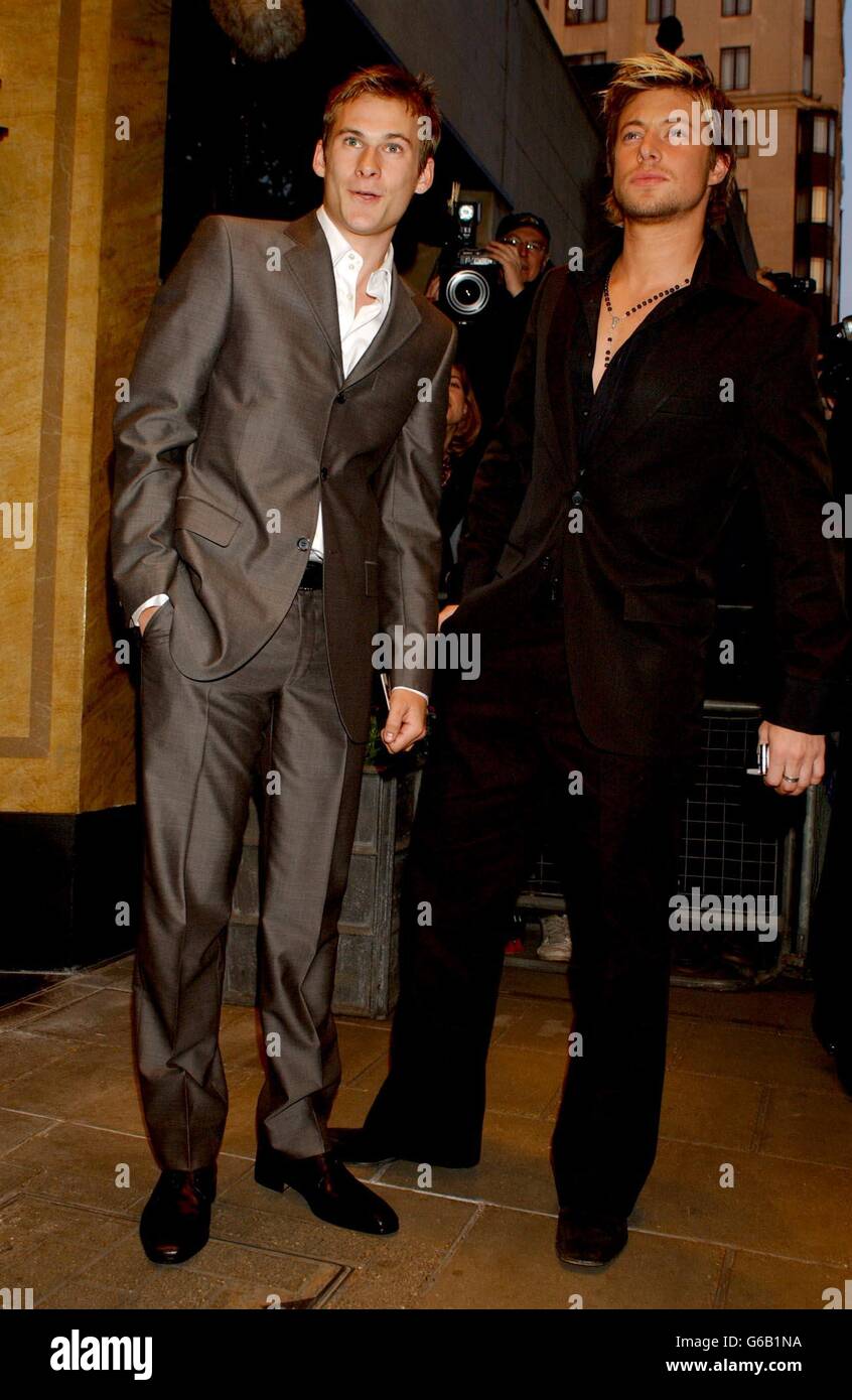 Lee Ryan and Duncan James from Blue arriving at the Ballroom Entrance ...