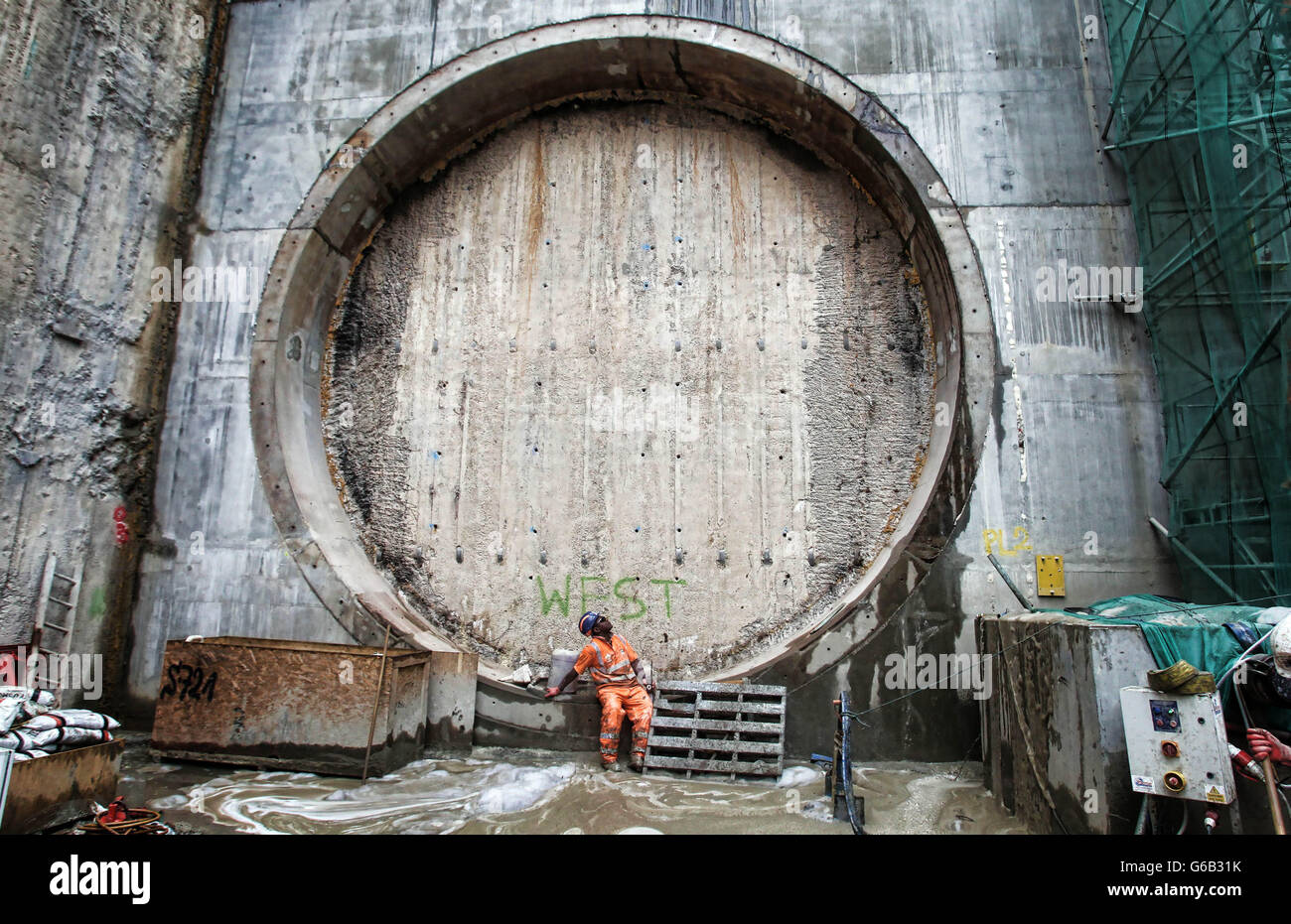 Work continues on the Crossrail site near Pudding Mill Lane Station in ...