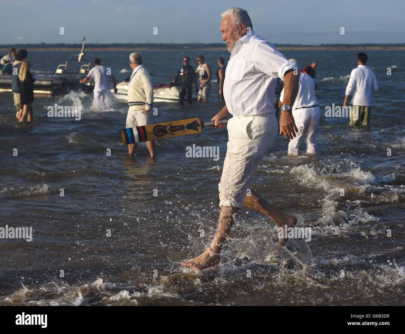 Annual bramble bank cricket match in the sea hi-res stock photography ...