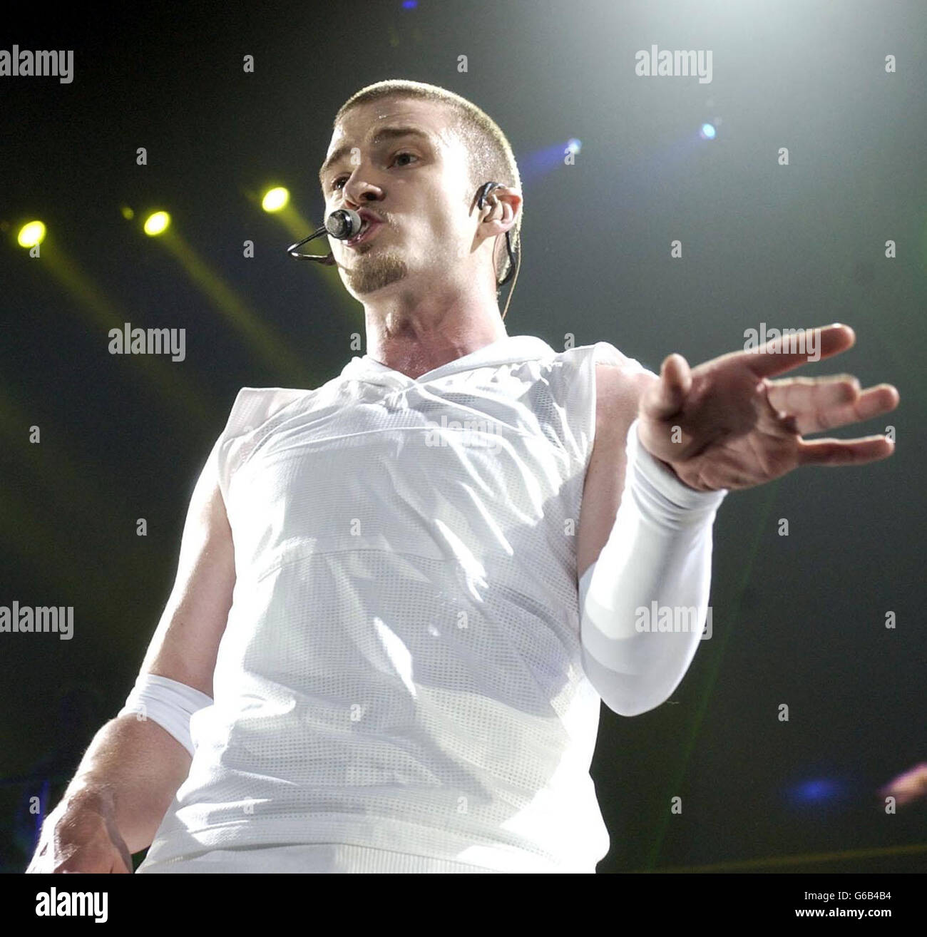 Singer Justin Timberlake on performs on stage at London's Wembley Arena ...