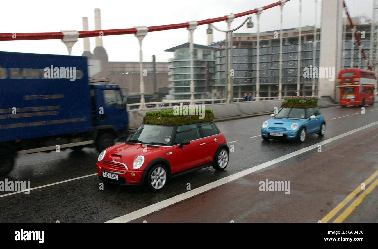 Mini Cooper 'S' cars with specially designed gardens on their roofs ...