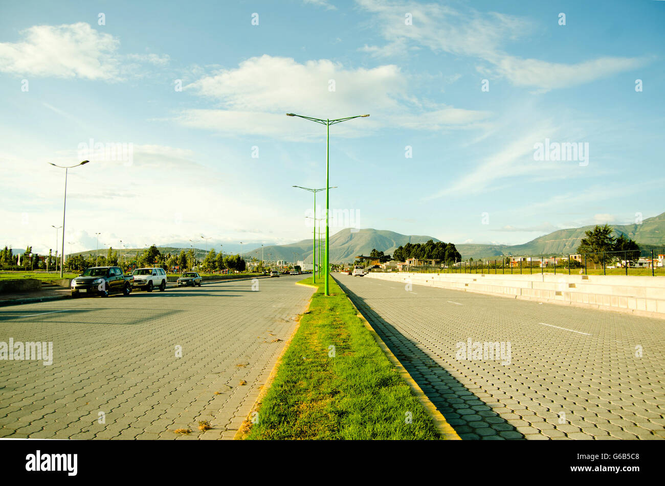 Great landscape from highway point of view showing mountains in ...