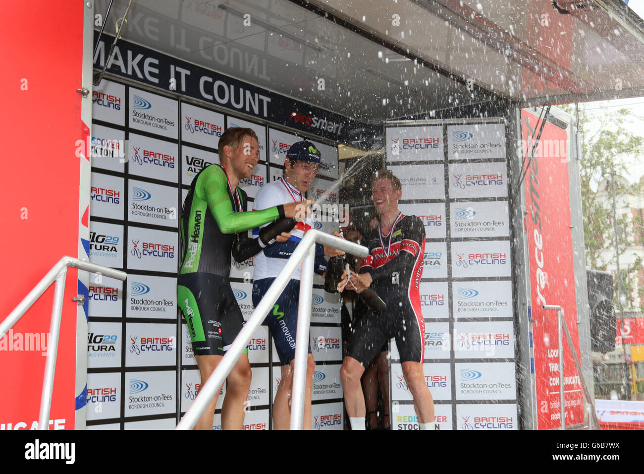 Stockton, UK. 23rd June, 2016. podium riders Alex Dowsett (Team ...